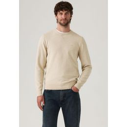 Levi's Rundhalspullover LEVI'S "LIGHTWEIGHT HM SWEATER", Herren, Gr. XXL, wei&szlig; (wei&szlig; peppercorn hea), Strick, Obermaterial: 94% Baumwolle, 4% Polyamid, 2% Elasthan, regular fit normal, Rundhals, angesetztes B&uuml;ndchen, Pullover Rundhalspullover, Feingerippte Abschl&uuml;sse