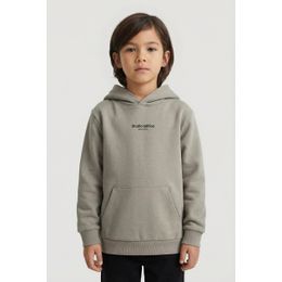 Kapuzensweatshirt name it "NKMBRODY LS NREG SWEAT WH BRU NOOS", Jungen, Gr. 116, shadow, Sweatware, Obermaterial: 70% Baumwolle, 30% Polyester, unifarben, normal normal, Rundhals, Rippb&uuml;ndchen, Sweatshirts Kapuzensweatshirt, mit kleinem Logoprint