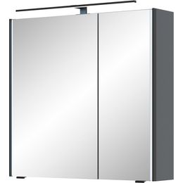 Spiegelschrank SAPHIR "Serie 7045 Badezimmer-Spiegelschrank inkl. LED-Beleuchtung, 2 T&uuml;ren", grau (stahlgrau), B:73,2cm H:70,3cm T:17cm, Holzwerkstoff, Schr&auml;nke, Spiegelschrank, Badschrank 73,2 cm breit, inkl. LEDplus Schalter und T&uuml;rd&auml;mpfer