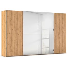 Schwebet&uuml;renschrank Rauch "Kleiderschrank Schrank Garderobe Schlafzimmerschrank SCALE-WOOD", braun (asteiche massiv, griffleisten chrom), B:360cm H:223cm T:68cm, Holz teilmassiv, Schr&auml;nke, Schwebet&uuml;renschrank, edle geteilte Front in massiver Asteiche mit Spiegel MADE IN GERMANY