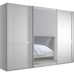 Schwebet&uuml;renschrank Wiemann "G&ouml;teborg", wei&szlig; (wei&szlig;, kristallspiegel), B:295,2cm H:220cm T:67cm, Glas, Holzwerkstoff, Schr&auml;nke, Schwebet&uuml;renschrank, Querriegel und Griffleisten im Korpusfarbton, inkl. Spiegel