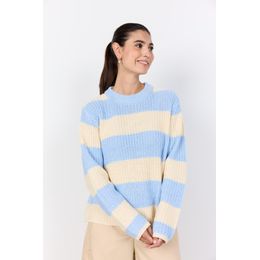 Strickpullover soyaconcept "SC-REMONE STRIPE 38", Damen, Gr. M, windsurfer combi, Strick, Obermaterial: 60% Baumwolle, 40% Polyamid, gestreift, regular fit normal, Rundhals, Pullover Strickpullover