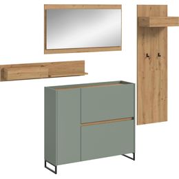 Garderoben-Set Home Affaire "EVRID, 3-teilig, Breite 175 cm, individuell stellbar & erweiterbar", salbei nb, artisan oak nb, B:175cm H:192cm T:32cm, Holzwerkstoff, Kastenm&ouml;bel-Sets, Garderoben-Set, Garderobenkombination, Garderobe, Wandgarderobe, Flur, Diele