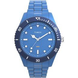 Quarzuhr Timex "LEGACY 42 mm", blau (hellblau), Armbanduhren, Herren, Quarzuhr, Armbanduhr, Herrenuhr,Kunststoffarmband, Leuchtzeiger