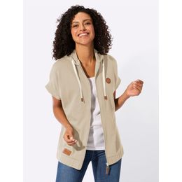 Shirtjacke Casual Looks "Sweatjacke", Damen, Gr. 48, beige, 50% Baumwolle, 50% Polyester, unifarben, Shirts Shirtjacke