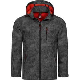 Softshelljacke LPO "SHELBY PEAK III MEN", Herren, Gr. L (52), grau (anthrazit), 96% Polyester; 4% Elastan, bequem, gerader Abschluss mit Windstopper,mit verstellbarem Klettverschluss, Jacken Softshelljacke, mit abnehmbarer Kapuze