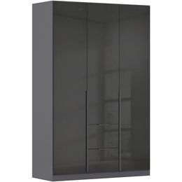 Dreht&uuml;renschrank OTTO HOME "Kleiderschrank Schrank Garderobe AGORDO mit Dekor- oder Hochglanzfront", grau (graumetallic, hochglanz effektgrau), B:136cm H:210cm T:54cm, Holzwerkstoff, Schr&auml;nke, Dreht&uuml;renschrank, mit Au&szlig;enschubk&auml;sten, in 7 Breiten und 2 H&ouml;hen MADE IN GERMANY
