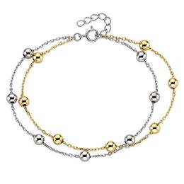 Armband "Schmuck Geschenk Armkette mit Kugeln bicolor zweireihig", gelbgoldfarben, silberfarben, ANISTON JEWELRY & WATCHES, Armb&auml;nder, Damen, 19cm, Silber 925 (Sterlingsilber), Armband