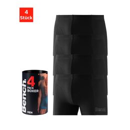 Boxer Bench. "Boxershorts f&uuml;r Herren", Herren, Gr. XL, 4 Stk., schwarz, Jersey, Obermaterial: 95% Baumwolle, 5% Elasthan, unifarben, Unterhosen Boxer, Unterhosen in der Dose mit kleinem Logodruck auf dem Bein, Topseller