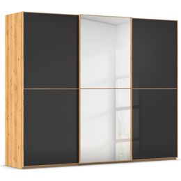 Schwebet&uuml;renschrank Rauch "Kleiderschrank Schrank Garderobe Schlafzimmerschrank SCALE-DUO", schwarz (asteiche, glas schwarz, griffleisten asteiche), B:271cm H:223cm T:68cm, Holzwerkstoff, Schr&auml;nke, Schwebet&uuml;renschrank, edle zweigeteilte T&uuml;ren Spiegel/Glas-Mix 3 Zierleisten MADE IN GERMANY