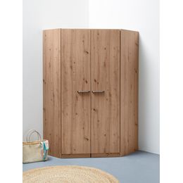 Eckschrank Rauch "Kleiderschrank Schrank Garderobe W&auml;scheschrank VANDOR", braun (eiche artisan), B:117cm H:197cm T:104cm, Holzwerkstoff, Schr&auml;nke, Eckschrank, voll ausgestattet, viel Stauraum, MADE IN GERMANY