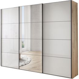 Schwebet&uuml;renschrank Wiemann "Phoenix, Made in Germany, modernes Design, Highlight, Blickfang", bianco, eiche, nachbildung, B:279cm H:236cm T:67cm, Schr&auml;nke, Schwebet&uuml;renschrank, maximaler Staurraum, inkl.Einlegeb&ouml;den, W&auml;scheb&ouml;den u. D&auml;mpfer