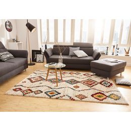 Hochflor-Teppich Hanse Home "Geometric" Gr. 4, beige (creme), B:160cm H:30mm L:230cm, Kunstfaser, Teppiche, Hochflor-Teppich, Shaggy, Flokati, Boho Design, Weich, Flauschig, Geometrisches Muster