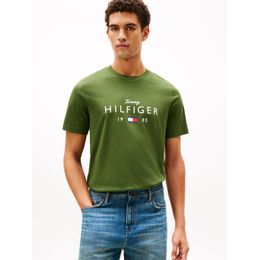 T-Shirt Tommy Hilfiger "BRAND LOVE BIG HILFIGER", Herren, Gr. S, mountain pine, Single Jersey, Obermaterial: 100% Baumwolle, regular fit normal, Rundhals, Shirts T-Shirt, regular fit, Rundhals, Jersey, mit Logo-Grafik
