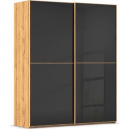 Schwebet&uuml;renschrank Rauch "Kleiderschrank Schrank Garderobe Schlafzimmerschrank SCALE-DUO", schwarz (asteiche, glas schwarz, griffleisten asteiche), B:181cm H:223cm T:68cm, Holzwerkstoff, Schr&auml;nke, Schwebet&uuml;renschrank, edle zweigeteilte T&uuml;ren Glas-Front mit 3 Zierleisten MADE IN GERMANY