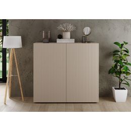 Highboard Home Affaire "Rio, H&ouml;he 111 cm, Breite 120 cm, Stauraumschrank, Kommode, 2 T&uuml;ren", cashmere, front mit geriffelter struktur, B:121cm H:111cm T:42cm, FSC-zertifizierter Holzwerkstoff, Sideboards, Highboard, geriffelte MDF-Fronten, modern u. elegant, viel Stauraum