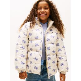 Wendejacke Tommy Hilfiger "FLOWER AOP REVERSIBLE PUFFER", M&auml;dchen, Gr. 5 (110), ancient wei&szlig;, floral aop, Web, Obermaterial: 100% Polyester, gebl&uuml;mt, gemustert, mehrfarbig, regular fit normal, Rundhals, eingesetzt gerader Abschluss, Jacken Wendejacke, Regular fit, Kinder bis 16 Jahre