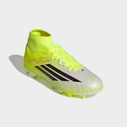 Fu&szlig;ballschuh adidas Performance "F50 CLUB MID FIRM GROUND/MULTI GROUND KIDS", Kinder, Gr. 38,5, team solar gelb 2, core schwarz, lucid rot, Synthetik, Textil, Schuhe Fu&szlig;ballschuh, f&uuml;r viele verschiedene B&ouml;den geeignet, f&uuml;r Kinder & Jugendliche
