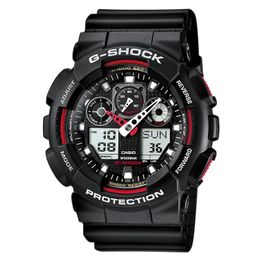 Chronograph Casio G-SHOCK, schwarz (schwarz, rot), Armbanduhren, Damen, Chronograph, Quarzuhr,Armbanduhr,Herrenuhr,digital, bis 20 bar wasserd.Resinarmband