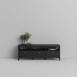 TV-Bank Home Affaire "Madrid, TV-M&ouml;bel, Fernsehtisch, TV-Unit, Media-M&ouml;bel, Sideboard", schwarz (schwarz matt), B:151,2cm H:54,1cm T:38,4cm, Holzwerkstoff, Sideboards, TV-Bank, mit 3 Schubladen und 3 offenen F&auml;chern, Breite 151 cm, H&ouml;he 54 cm