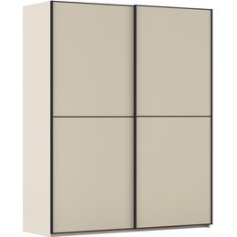 Schwebet&uuml;renschrank Rauch "Kleiderschrank Schrank Garderobe Schlafzimmerschrank SCALE-DUO", beige (champagner, griffleisten schwarz), B:181cm H:223cm T:68cm, Holzwerkstoff, Schr&auml;nke, Schwebet&uuml;renschrank, edle zweigeteilte T&uuml;ren und 3 Zierleisten MADE IN GERMANY