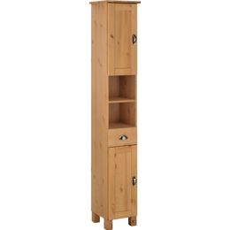 Hochschrank Home Affaire "Oslo", beige (natur gebeizt, gewachst), B:30cm H:177cm T:30cm, Massivholz, Schr&auml;nke, Hochschrank