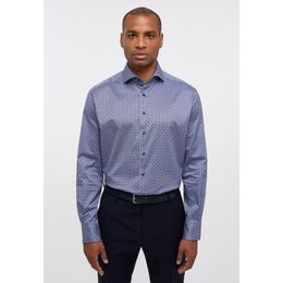 Langarmhemd Eterna "MODERN FIT", Damen, Gr. 43, Normalgr&ouml;&szlig;en, blau (dunkelblau), Twill, 100% Baumwolle, tailliert, Manschette, Hemden Langarmhemd, EASY IRON (b&uuml;gelleicht)