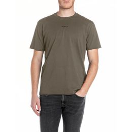 T-Shirt Replay, Herren, Gr. M, gr&uuml;n (mud gr&uuml;n), Jersey, Obermaterial: 100% Baumwolle, regular fit normal, Rundhals, Shirts T-Shirt