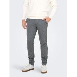 Only & Sons Chinohose ONLY & SONS "ONSMARK SLIM CHECK 020919 PANT NOOS", Herren, Gr. 31, L&auml;nge 32, grau (ultimate grau), Web, Obermaterial: 64% Viskose, 31% Polyester, 5% Elasthan, unifarben, slim fit kn&ouml;chellang, Hosen Chinohose