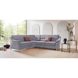 Ecksofa Home Affaire "Cardoso L-Form", grau, B:260cm H:90cm T:230cm, Luxus-Microfaser ALTARA NUBUCK (100% Polyester);Luxus-Microfaser weich (90% Polyester, 10% Polyamid);Struktur (52%Polyester, 35% Acryl, 13%Cotton);Luxus-Microfaser Lederoptik (100% Polyester), Sofas, Ecksofa, mit Trapezecke f&uuml;r mehr Sitzkomfort, wahlweise auch mit Bettfunktion