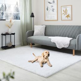 Hochflor-Teppich OTTO HOME "Lugano", wei&szlig;, B:120cm H:30mm L:170cm, Polyester, Teppiche, Hochflor-Teppich, Kunstfell, Uni Farben, sehr weich & kuschelig