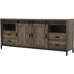 Sideboard OMG DESIGN "Stanley", braun (espresso), B:220cm H:95cm T:45cm, Holzwerkstoff, Sideboards, Sideboard, in zwei Breiten, mit viel Stauraum