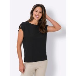 Rundhalsshirt Classic Basics "Rundhals-Shirt", Damen, Gr. 54, schwarz, 100% Baumwolle, unifarben, Rundhals, Shirts Rundhalsshirt