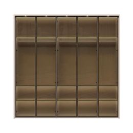 Dreht&uuml;renschrank OTTO HOME "Opera Parsol-Glast&uuml;ren, LED-Glasbodenbeleuchtung, mit und ohne Kranz", cashmere, B:232cm H:226cm T:60cm, FSC-zertifizierter Holzwerkstoff, Glas, Schr&auml;nke, Dreht&uuml;renschrank, Glast&uuml;ren, UV-Lack, LED-Innenbeleuchtung, Soft-Close-Funktion