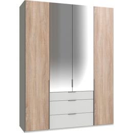 Kleiderschrank wimex "New York", wei&szlig; (wei&szlig;,struktureichefarben hell, spiegel), B:180cm H:236cm T:58cm, Schr&auml;nke, Kleiderschrank, mit Spiegelt&uuml;r