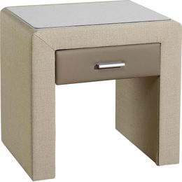 Nachttisch Home Affaire, beige (beige, taupe), H:50cm T:40cm, Tische, Nachttisch, Nachtkonsole mit 1 Schubkasten