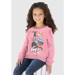 Longsweatshirt PAW PATROL, M&auml;dchen, Gr. 128/134, rosa, Sweatware, Obermaterial: 95% Baumwolle, 5% Elasthan, bedruckt, Basic Po-bedeckend, Rundhals, B&uuml;ndchen, Sweatshirts Longsweatshirt