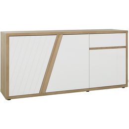 Sideboard GAMI "EPURA", wei&szlig; (eiche nachbildung, wei&szlig;), B:185cm H:87cm T:45cm, Holzwerkstoff, Sideboards, Sideboard, Sideboard 3 T&uuml;ren 1 Schublade