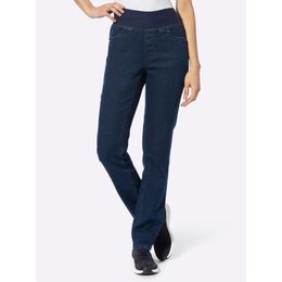 Schlupfjeans Heine, Damen, Gr. 38, Normalgr&ouml;&szlig;en, blau (dunkelblau), 81% Baumwolle, 17% Polyester, 2% Elasthan, unifarben, lang, Jeans Schlupfjeans