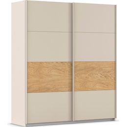 Schwebet&uuml;renschrank Rauch "Kleiderschrank Schrank Garderobe Schlafzimmerschrank MALVA", beige (champagner), B:181cm H:210cm T:62cm, Holzwerkstoff, Schr&auml;nke, Schwebet&uuml;renschrank, Bauchbinde abgesetzt in geb&uuml;rstetem Eiche Furnier MADE IN GERMANY