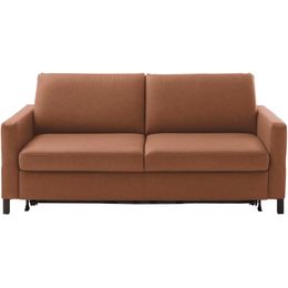 Schlafsofa Home Affaire "Calestra, Lederbezug, 2-Sitzer mit Kaltschaummatratze, Breite 168 cm", braun, B:168cm H:86cm T:102cm, 100% Leder, Sofas, Schlafsofa, L&auml;ngsschl&auml;fer mit echter Dauerschl&auml;ferfunktion & flexibel stellbar