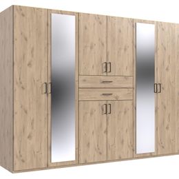 Dreht&uuml;renschrank wimex "Dillingen", beige (viking, oak nachbildung), B:270cm H:208cm T:58cm, Holzwerkstoff, Schr&auml;nke, Dreht&uuml;renschrank, Schubladen auf bequemer Zugriffsh&ouml;he, mit Spiegel