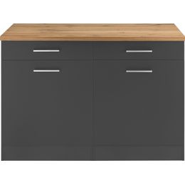 Unterschrank KOCHSTATION "KS-Kehl", grau, B:120cm H:85cm T:60cm, MDF, Schr&auml;nke, Unterschrank, Breite 120 cm