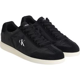 Sneaker Calvin Klein "LOW CUPSOLE LACEUP SU", Herren, Gr. 42, schwarz, Leder, Textil, unifarben, Schuhe Sneaker, Schn&uuml;rschuh, Halbschuh, Freizeitschuh im Materialmix