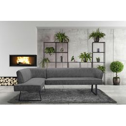 Eckbank exxpo - SOFA FASHION "Americano", grau (anthrazit), B:249cm H:83cm T:157cm, Sitzb&auml;nke, Eckbank, mit Keder und Metallf&uuml;&szlig;en, Bezug in verschiedenen Qualit&auml;ten