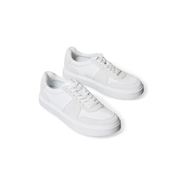 Sneaker Calvin Klein Jeans "CLASSIC CUPS LACE MIX EMB TONGUE", Herren, Gr. 40, wei&szlig;, Leder, Lederimitat, unifarben, Schuhe Sneaker, Schn&uuml;rschuh, Basket-Sneaker, Freizeitschuh in sportiver Optik