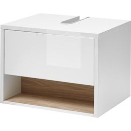 Waschbeckenunterschrank Home Affaire "Studio Line, Badschrank in Hochglanz Wei&szlig;, Waschtisch", wei&szlig; (wei&szlig;, eichefarben), B:60cm H:44cm T:46cm, Schr&auml;nke, Waschbeckenunterschrank, in zwei Farben verf&uuml;gbar, ausreichend Stauraum