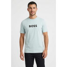 T-Shirt BOSS Green, Herren, Gr. XL, turquoise, aqua447, Single Jersey, Obermaterial: 100% Baumwolle, unifarben, regular fit normal, Rundhals, Shirts T-Shirt, Rundhalsausschnitt, Regular Fit, Boss-Logodruck