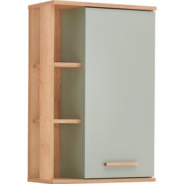 H&auml;ngeschrank SAPHIR "Quickset Badschrank 50,5 cm breit mit 1 T&uuml;r und 2 Glas-Einlegeb&ouml;den", braun (riviera eiche, salbei nachbildung), B:50,5cm H:74,5cm T:20,5cm, Holzwerkstoff, Schr&auml;nke, H&auml;ngeschrank, Badezimmer-H&auml;ngeschrank inkl. T&uuml;rd&auml;mpfer, Holzgriffe
