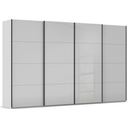 Schwebet&uuml;renschrank Rauch "Kleiderschrank Schrank Garderobe Schlafzimmerschrank SCALE-FYRA", grau (seidengrau, glas seidengrau, griffleisten schwarz), B:360cm H:223cm T:68cm, Holzwerkstoff, Schr&auml;nke, Schwebet&uuml;renschrank, edle viergeteilte T&uuml;ren mit Glas-Front viele Farben MADE IN GERMANY